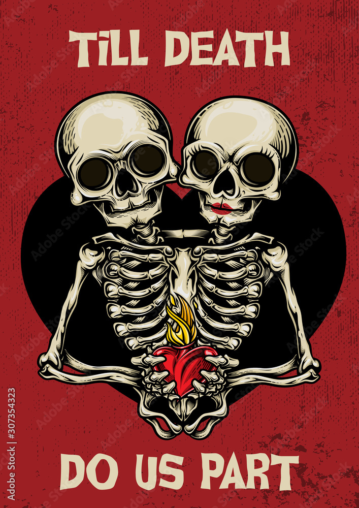 "Till death do us part" - greeting card design. Colorful handcrafted ...