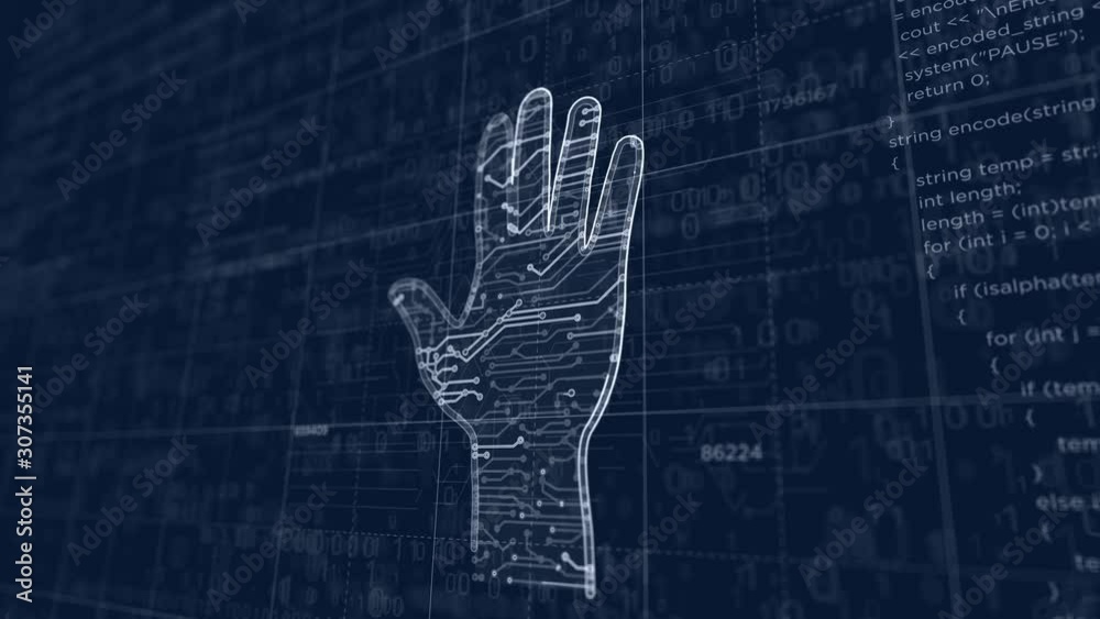 Cyber hand project creating. Abstract concept of advanced cybernetic ...