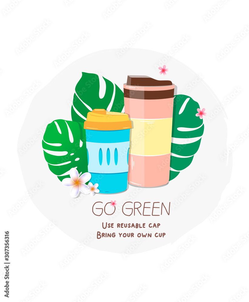 Go green vector quote, motivation. Zero waste concept. Isolated vector ...