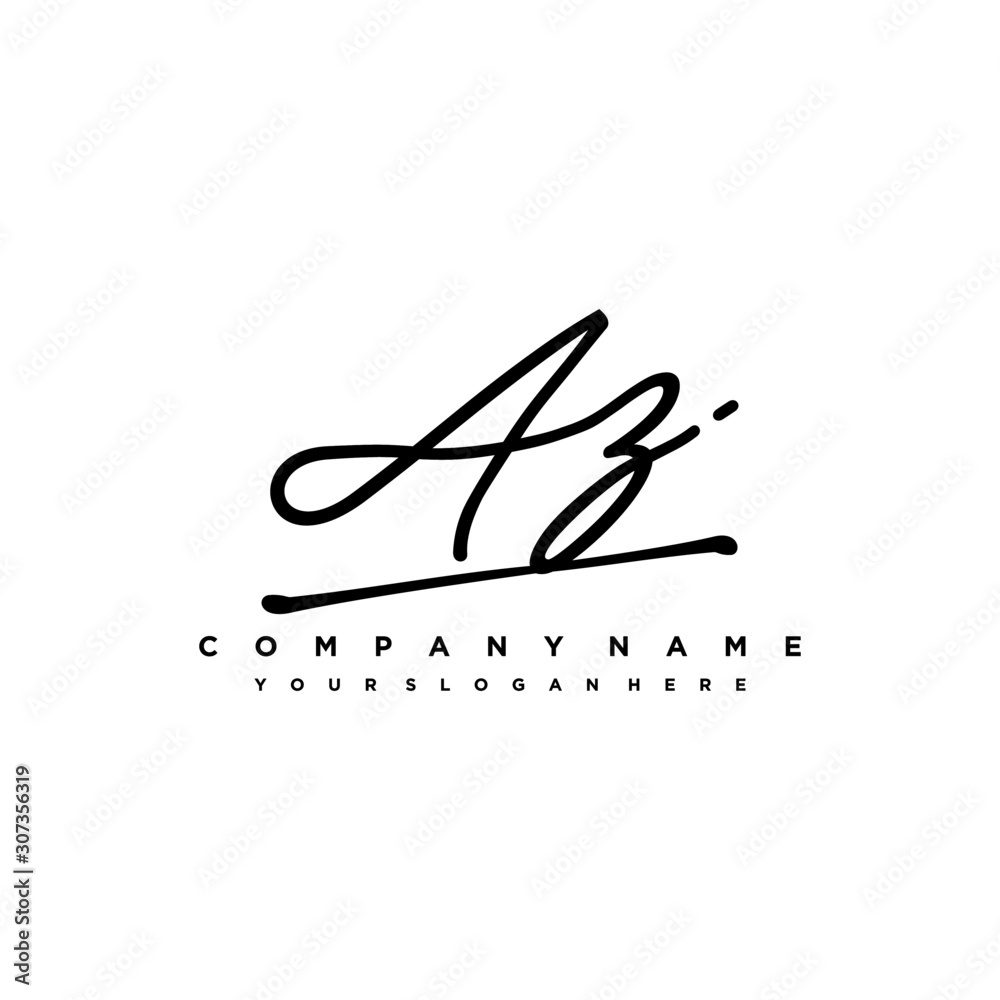 AZ initials signature logo. Handwriting logo vector templates. Hand ...