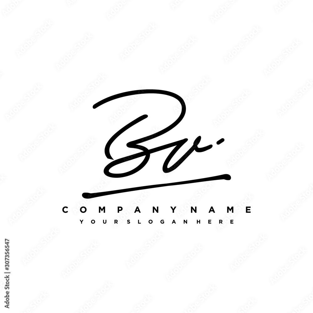 BV initials signature logo. Handwriting logo vector templates. Hand ...