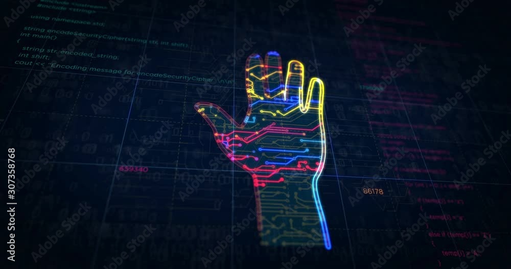 Cyber hand project creating. Abstract concept of advanced cybernetic ...