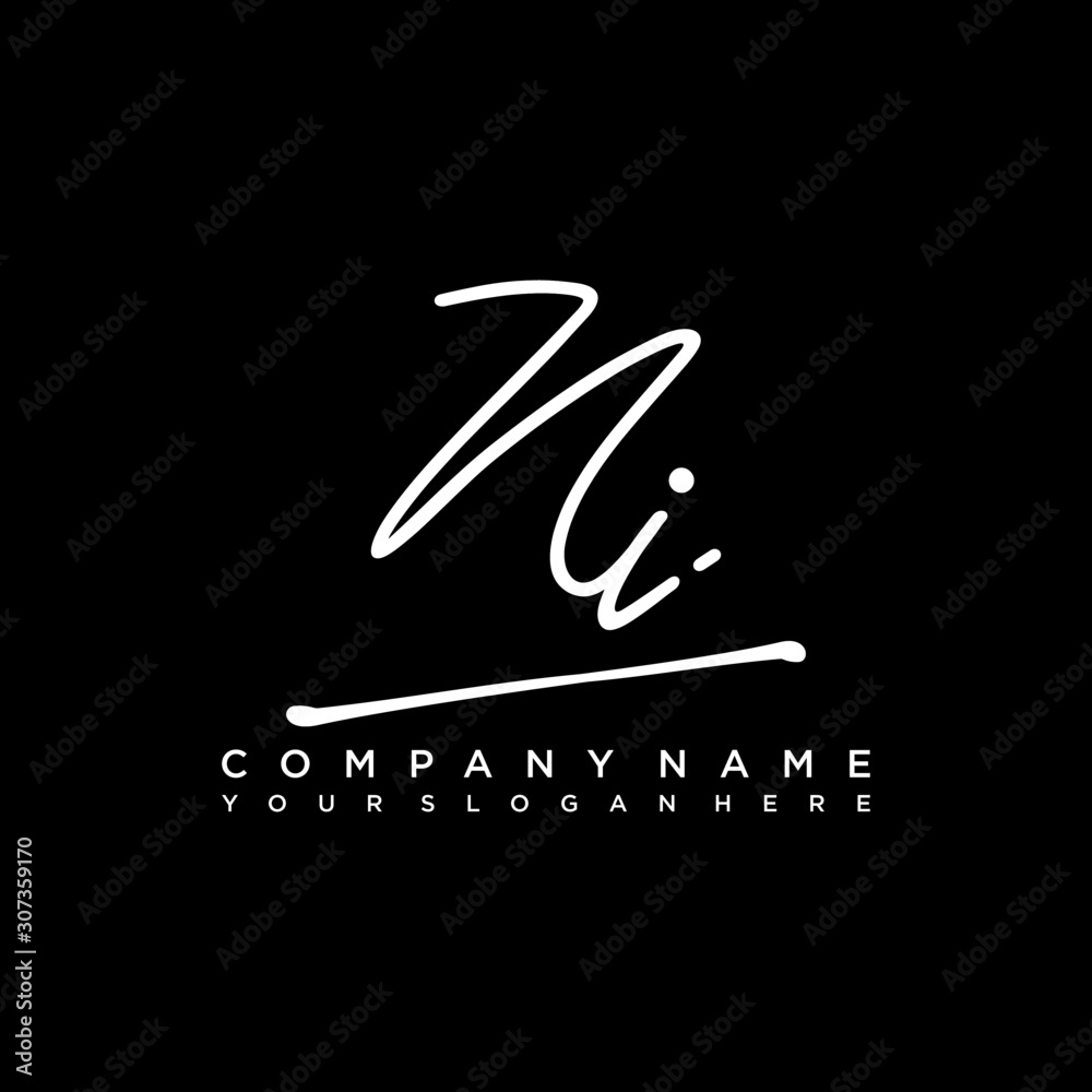 NI initials signature logo. Handwriting logo vector templates. Hand ...
