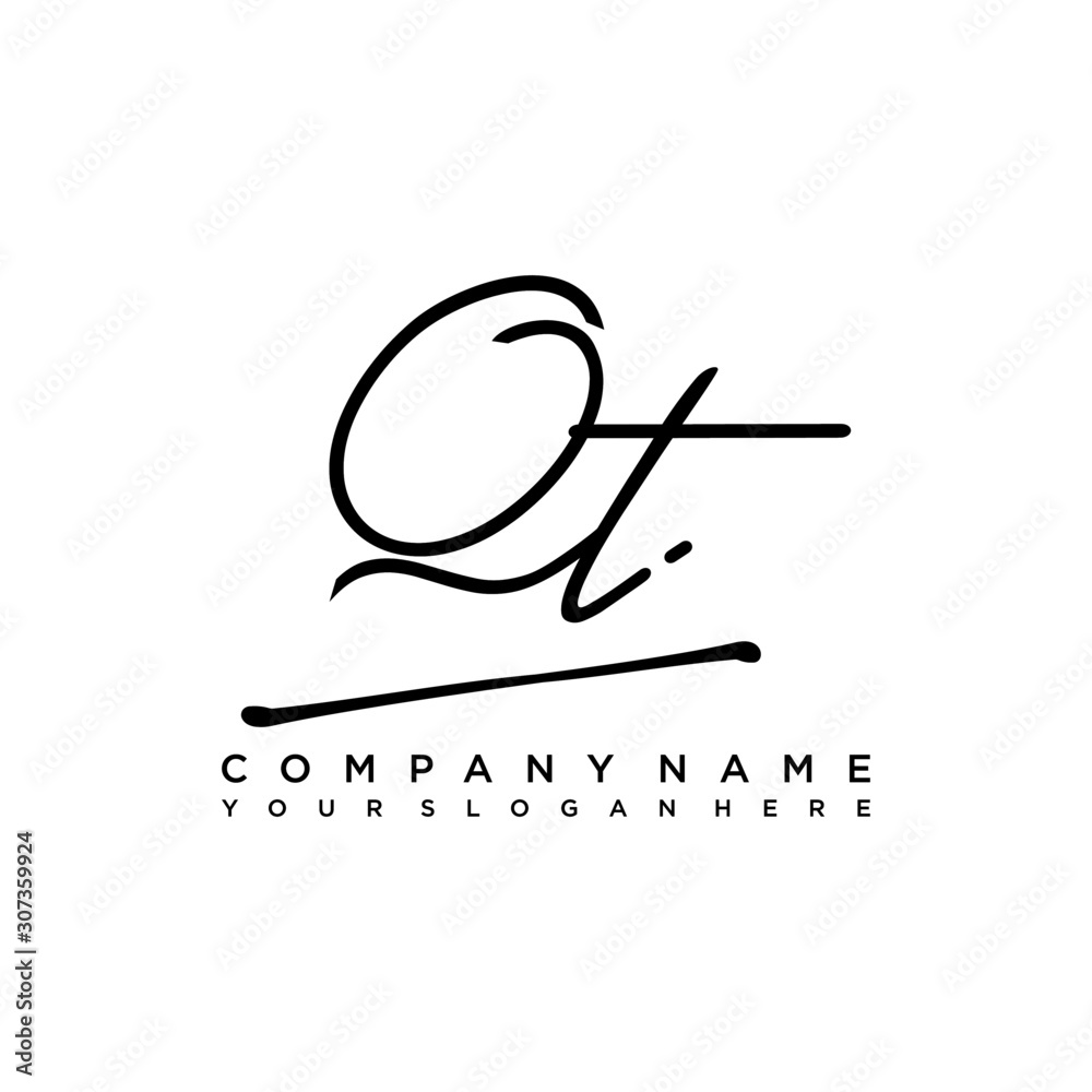 QT initials signature logo. Handwriting logo vector templates. Hand ...