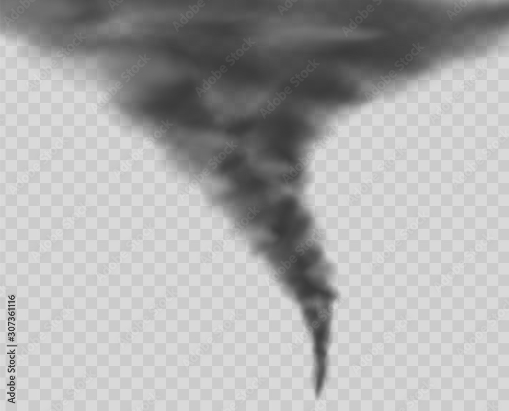Dark tornado isolated on transparent background. Dangerous natiral ...