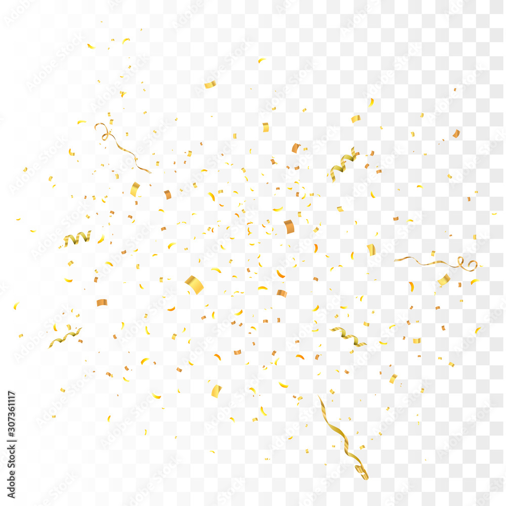 Confetti burst explosion isolated on white background. Gold flying ...