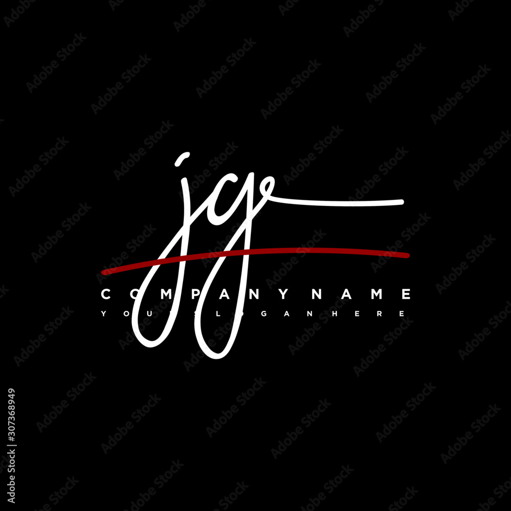 JG signature initials. Handwritten logo vector template with red ...