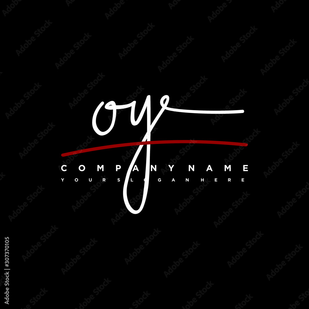 OY signature initials. Handwritten logo vector template with red ...