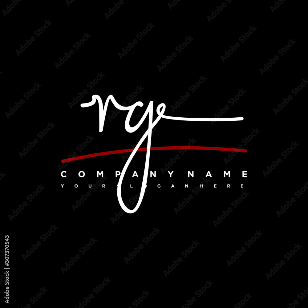 RG signature initials. Handwritten logo vector template with red ...
