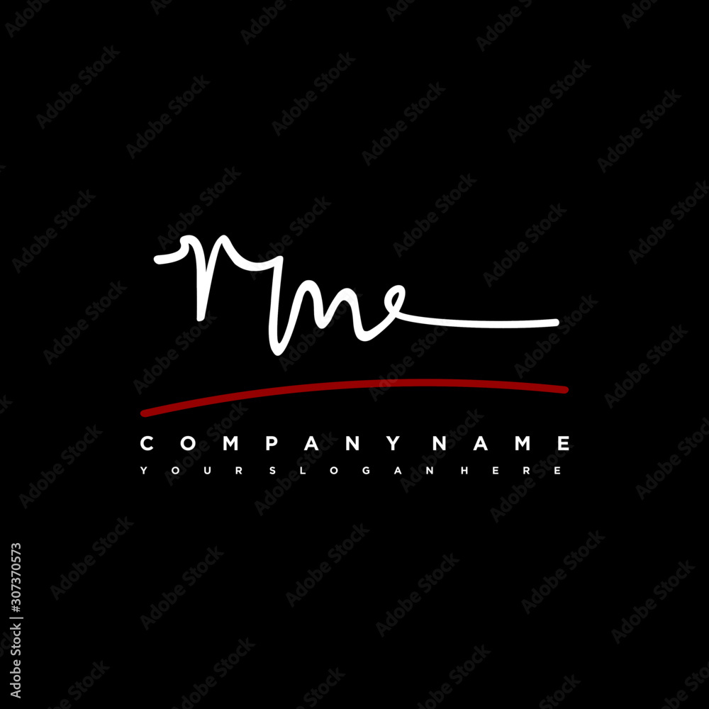 RM signature initials. Handwritten logo vector template with red ...