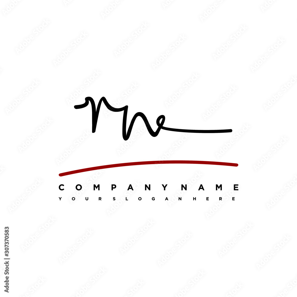 RN signature initials. Handwritten logo vector template with red ...