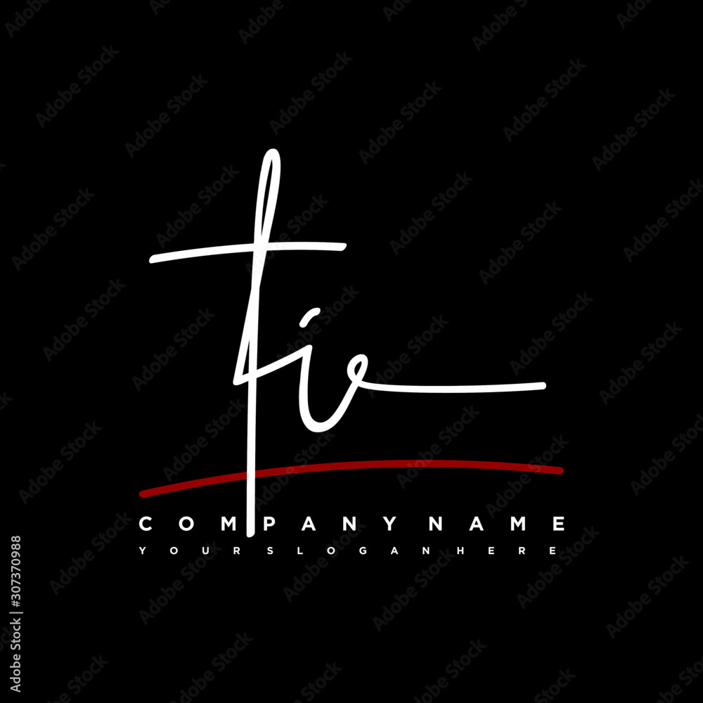 TI signature initials. Handwritten logo vector template with red ...