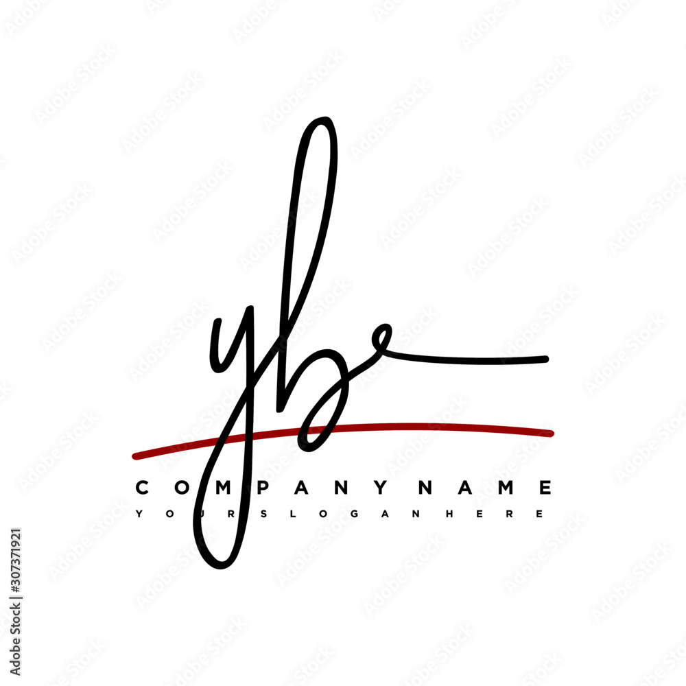 YB initials signature logo. Handwritten vector logo template connected ...
