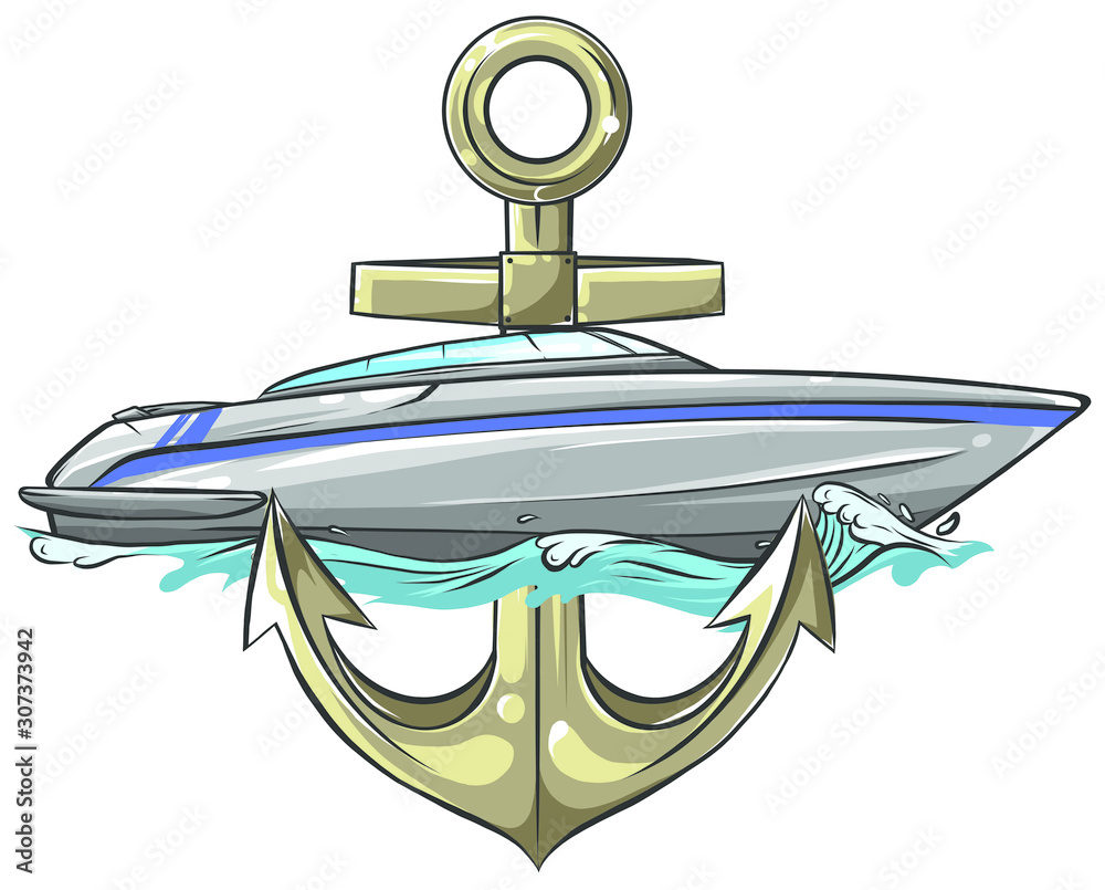 Vector Illustration with Boat Graphics on White Background. Sea Ship ...