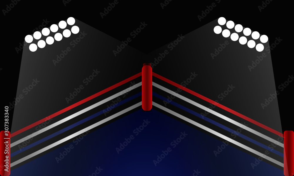 Boxing ring arena and spotlight floodlights vector design. Vector ...