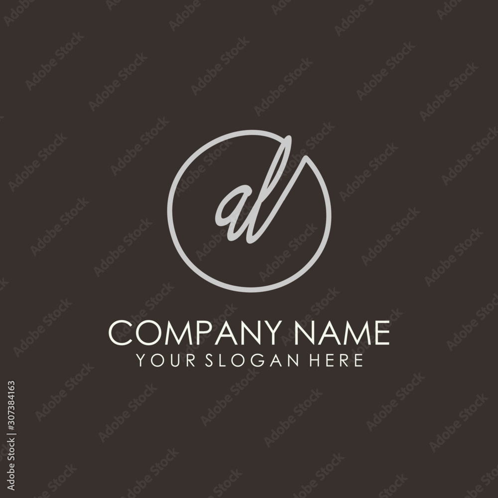 AL initials signature logo. Handwritten vector logo template connected ...