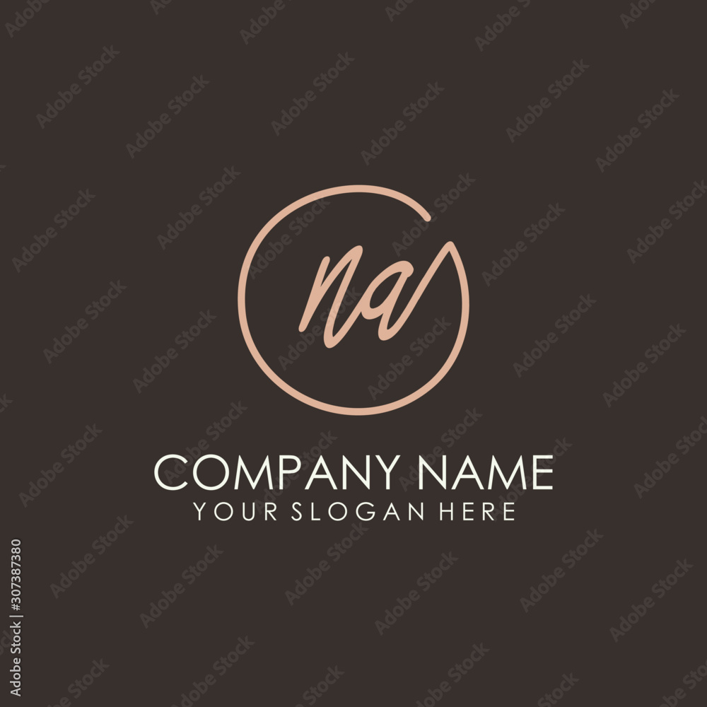 NA initials signature logo. Handwritten vector logo template connected ...