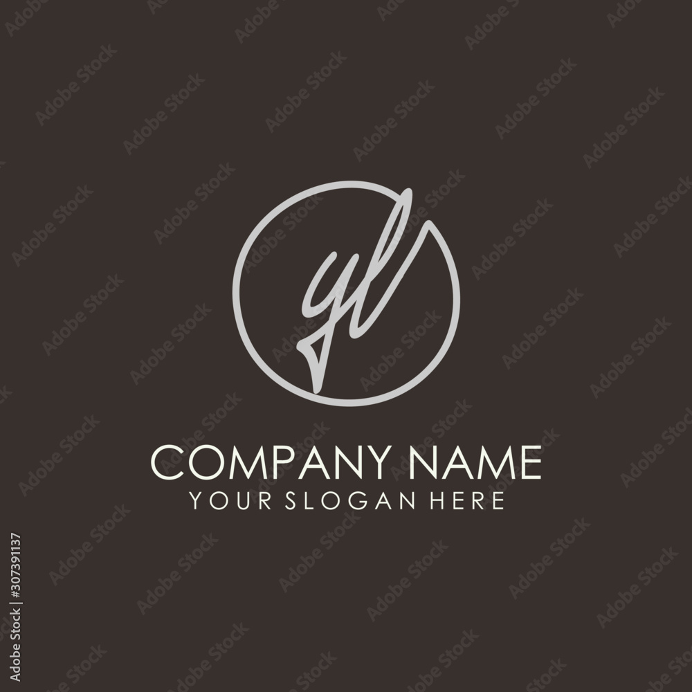YL initials signature logo. Handwritten vector logo template connected ...