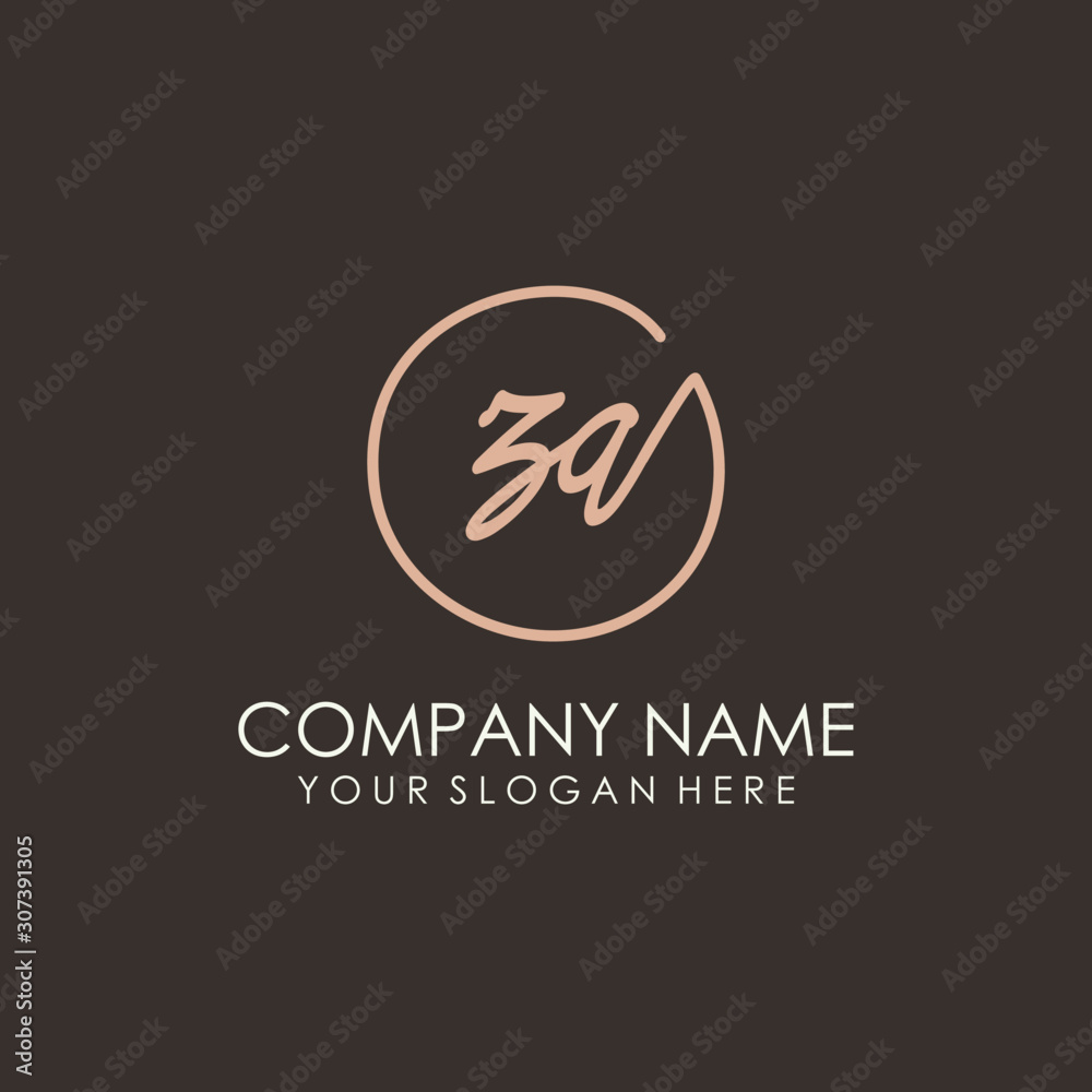 ZA initials signature logo. Handwritten vector logo template connected ...