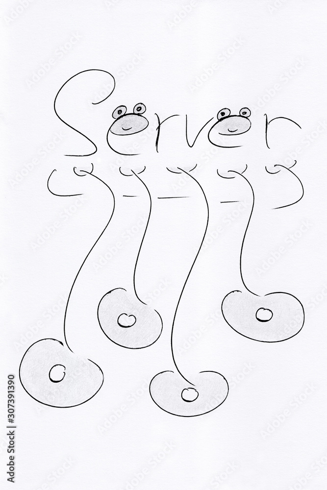 Server concept illustration with Stick figures - Drawing Stock ...