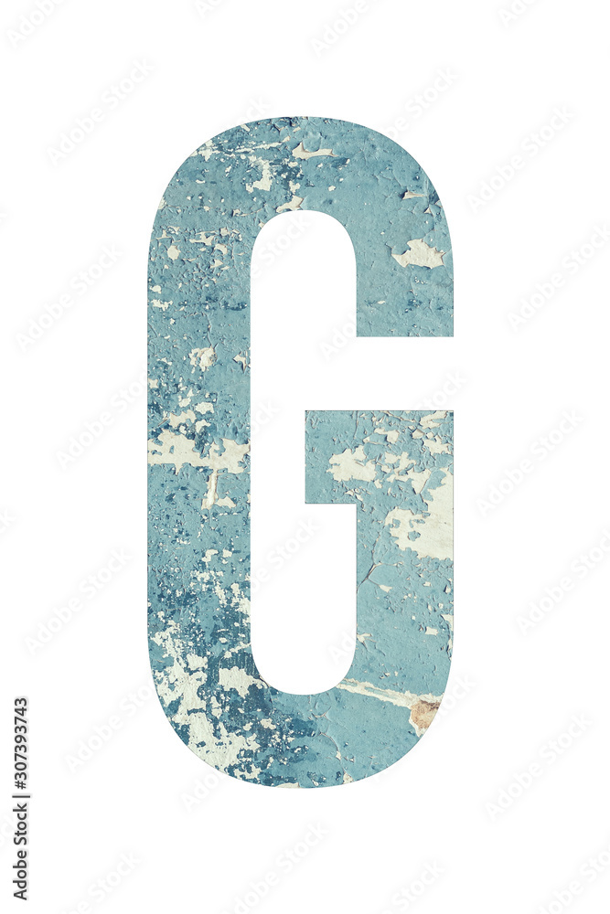 Letter G on textured background of blue color in rural style Stock ...