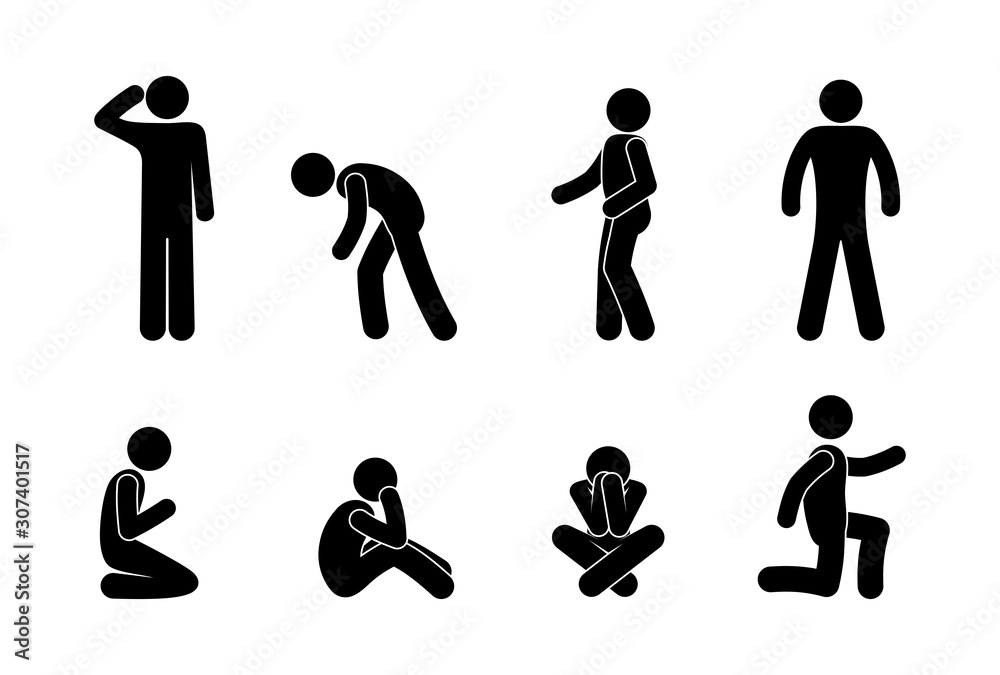 stick figure people icon, man pictogram, isolated human silhouette ...