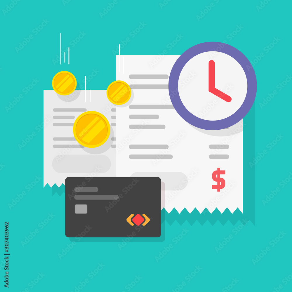 Tax payment time reminder or bill money transaction waiting vector ...