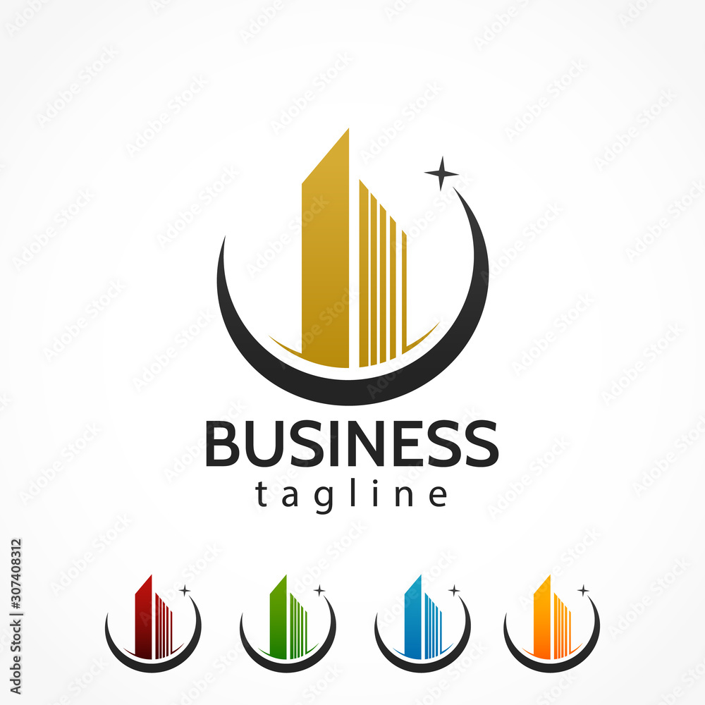 golden commercial building logo Stock Vector | Adobe Stock