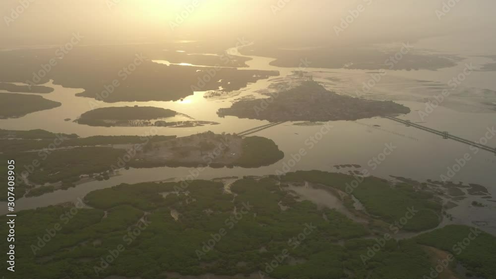 Senegal Mangroves. Aerial view of mangrove forest in the Saloum Delta ...