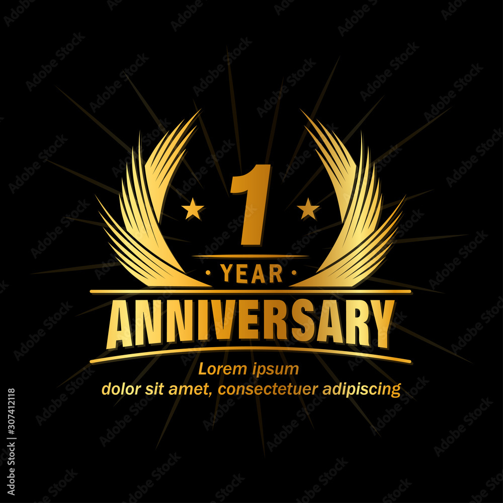 1 year logo design template. Anniversary vector and illustration ...