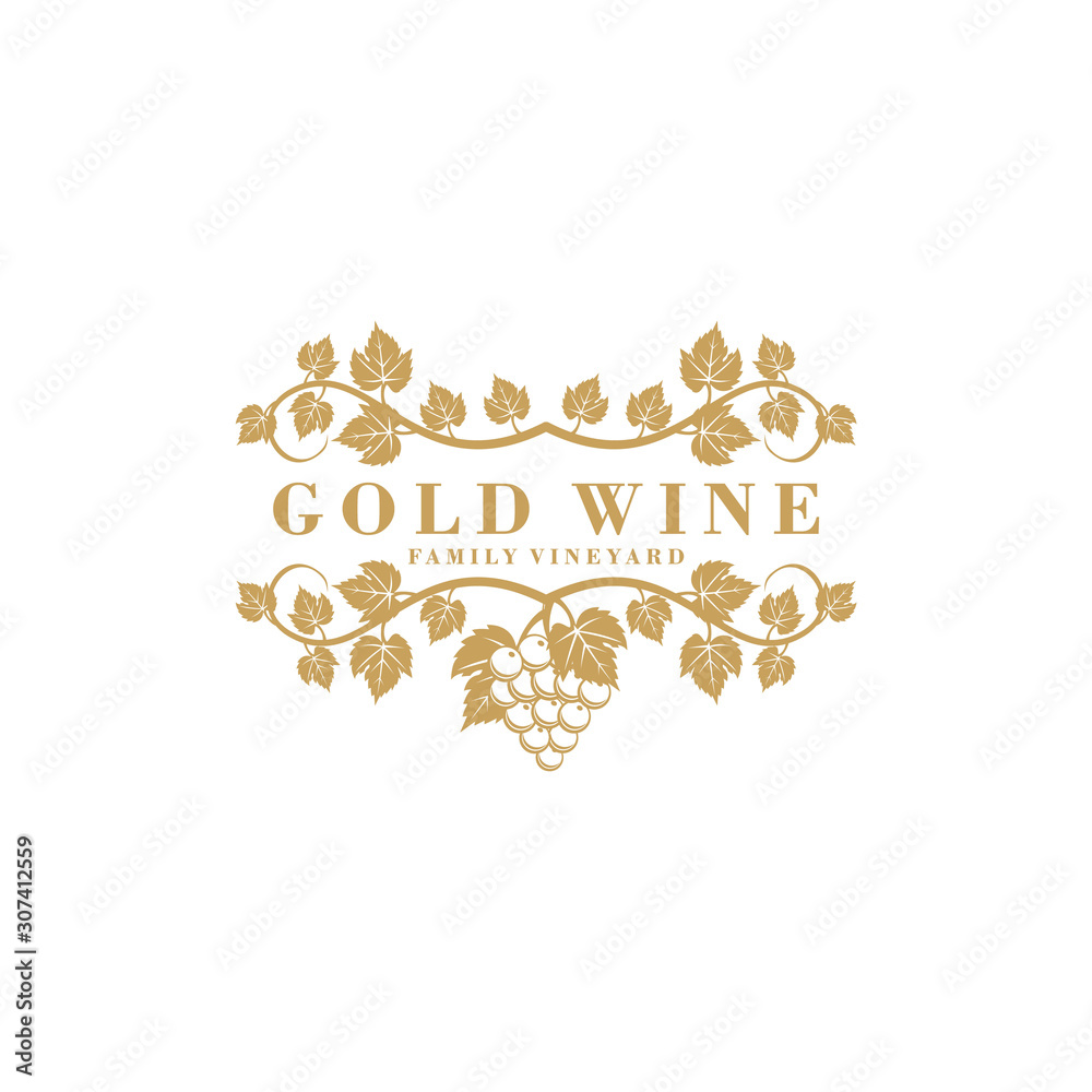 Gold wine logo design inspiration for winery. grape logo design Stock ...