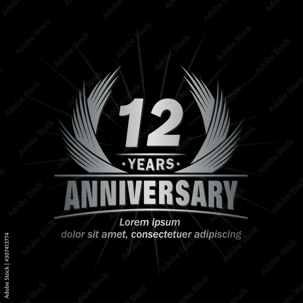 12 years logo design template. Anniversary vector and illustration ...