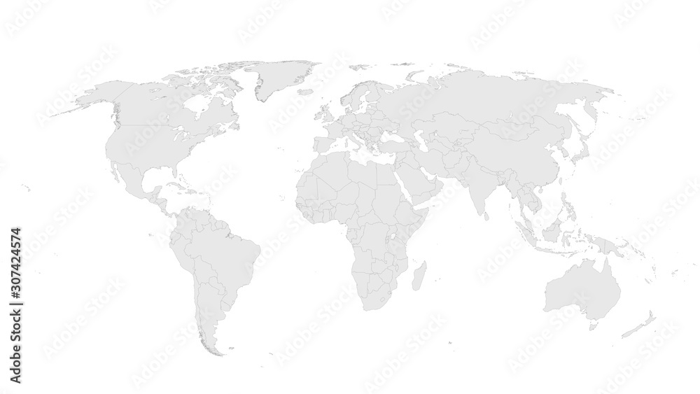 World Map Vector Illustration on White Isolated Background. Flat Blank ...