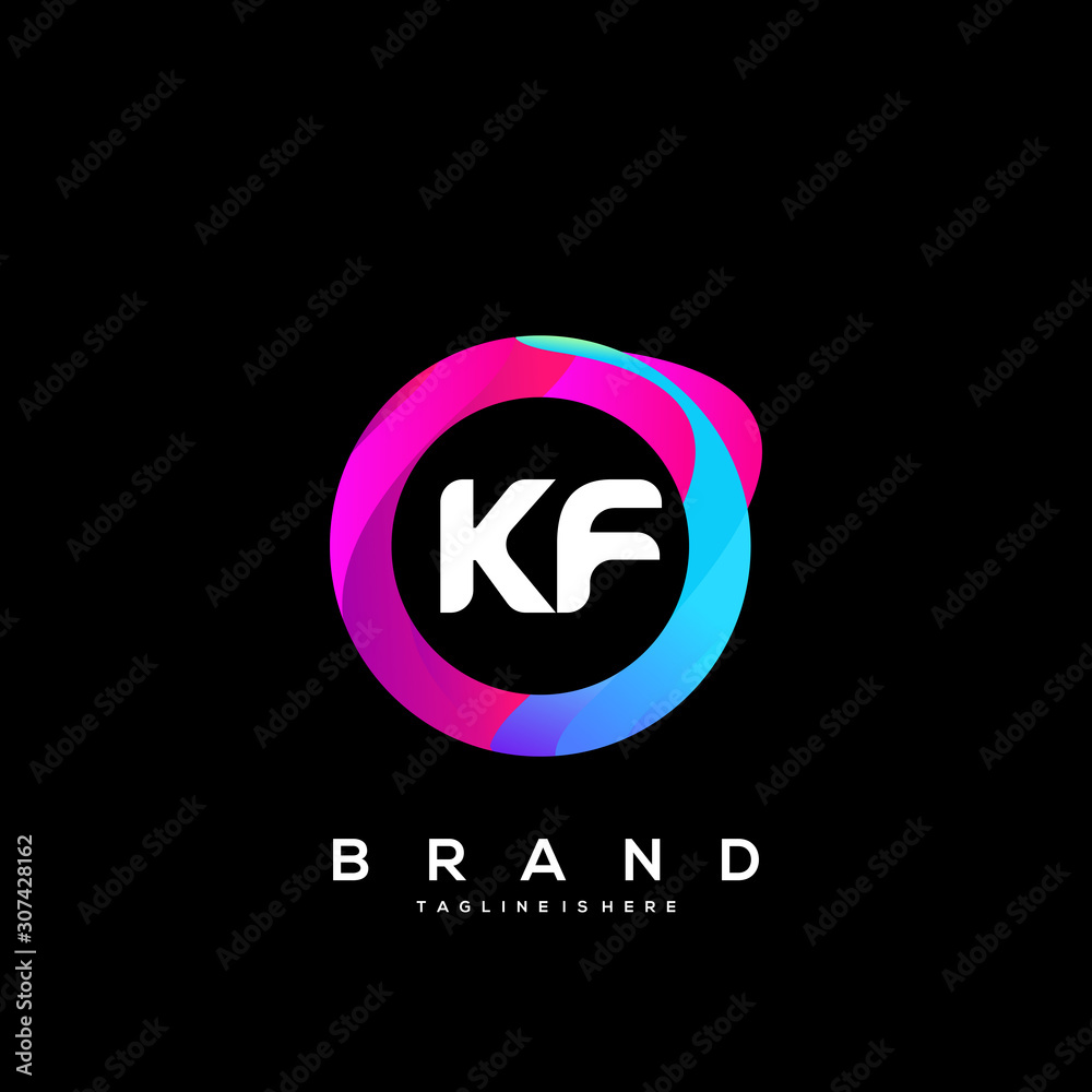 KF initial logo With Colorful Circle template vector. Stock Vector ...
