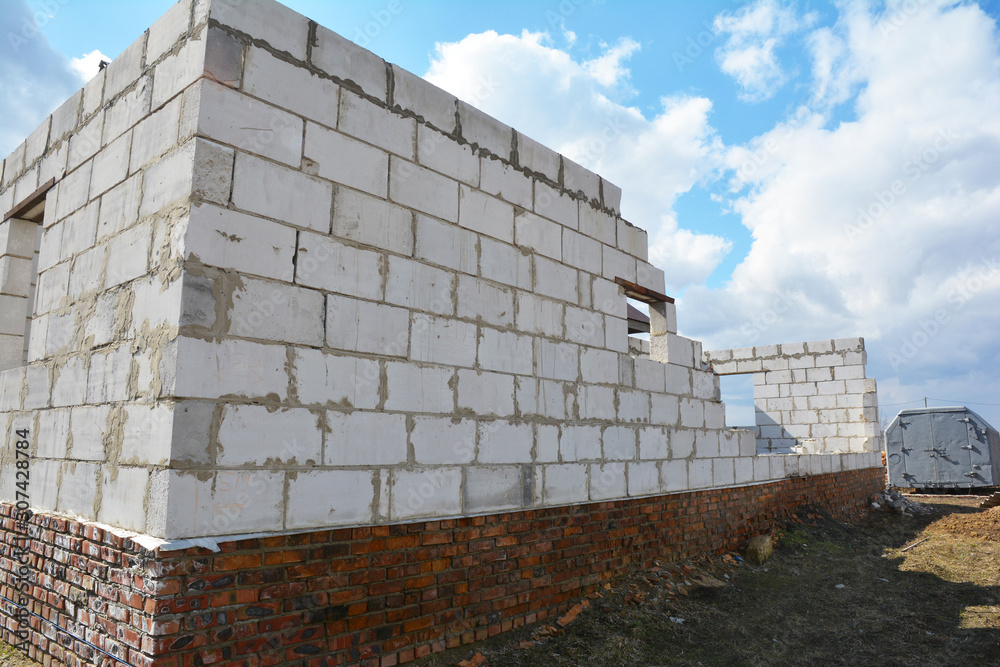 Bad construction destroys a house wall, consruction defects from ...