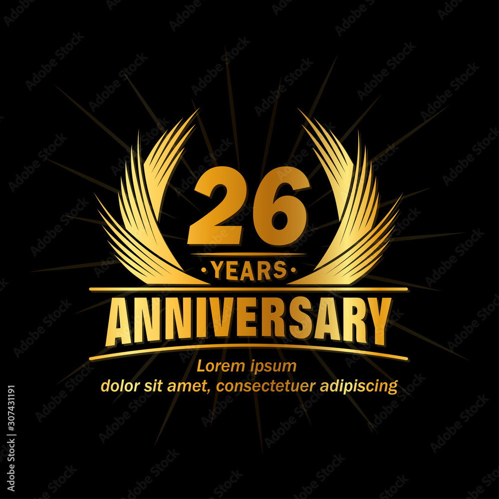 26 years logo design template. Anniversary vector and illustration ...
