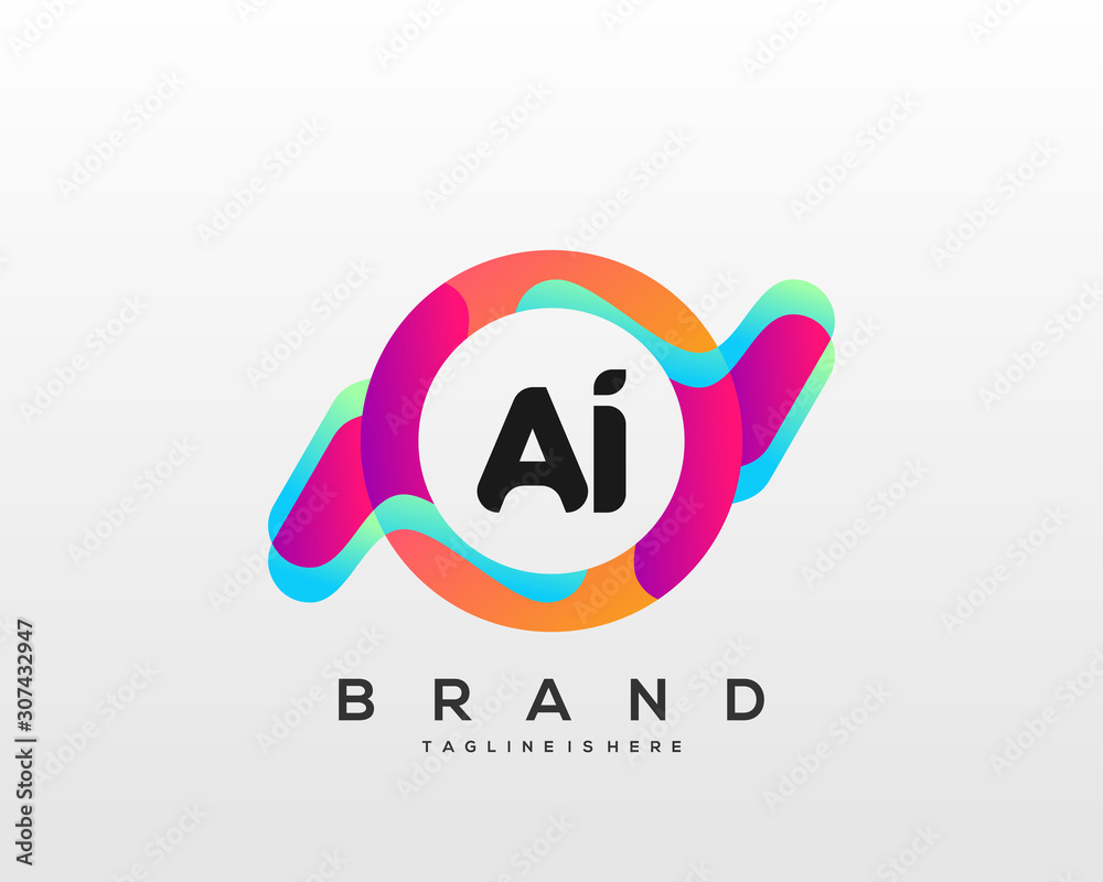 AI initial logo With Colorful Circle template vector. Stock Vector ...