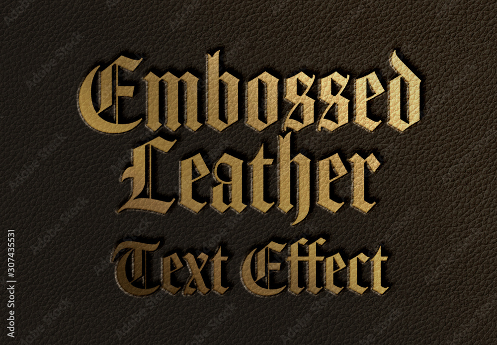 Black Leather Stamp Golden Text Effect Stock Template | Adobe Stock