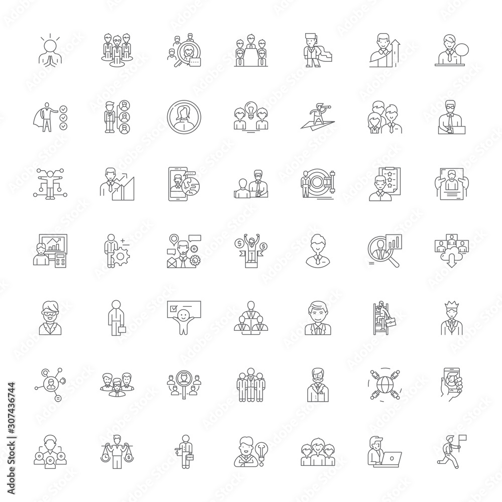 Bureau line icons, signs, symbols vector, linear illustration set Stock ...