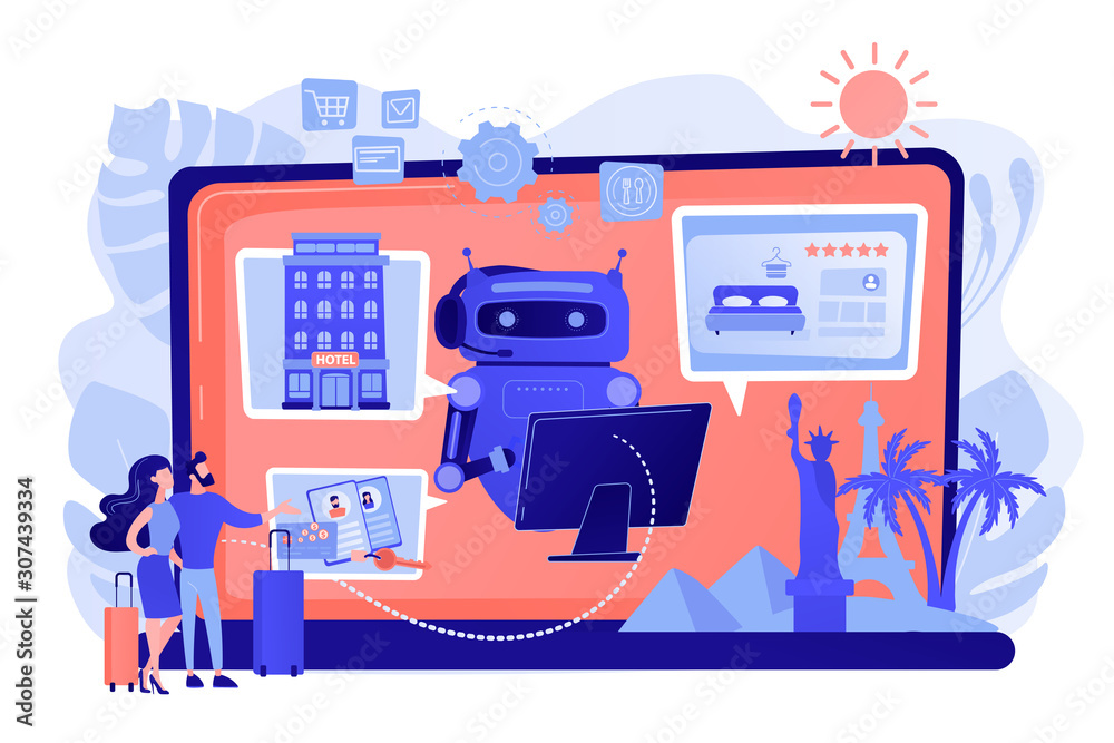 Online hotel booking system. Smart hospitality industry, autonomous ...
