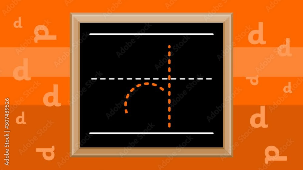 Animation of how to write the lower case alphabet letter 'd' with ...