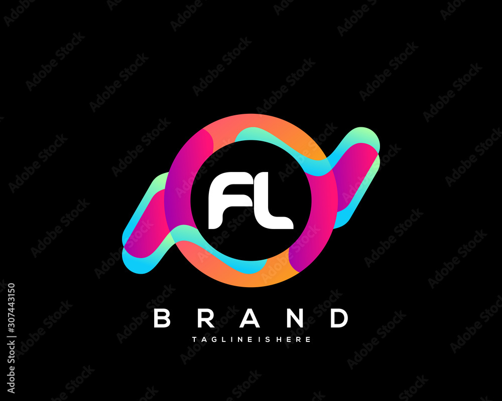 FL initial logo With Colorful Circle template vector. Stock Vector ...