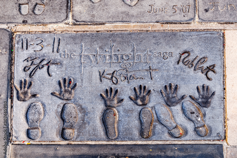 Michael Jacksons handprints in Hollywood Boulevard Stock Photo | Adobe ...