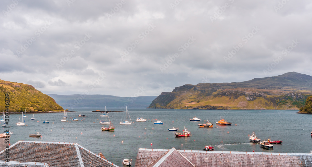Portree, Isle of Skye, Scotland - Harbor view with fishing boats and ...