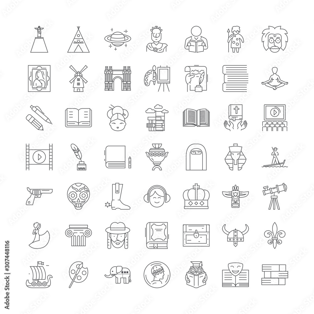 History line icons, signs, symbols vector, linear illustration set ...