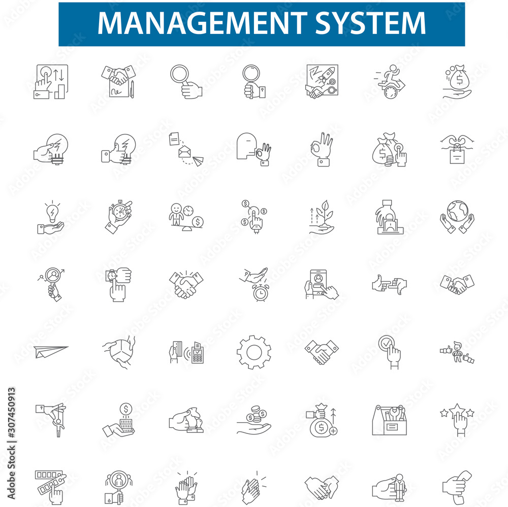 Management system.ai line icons, signs, symbols vector, linear ...