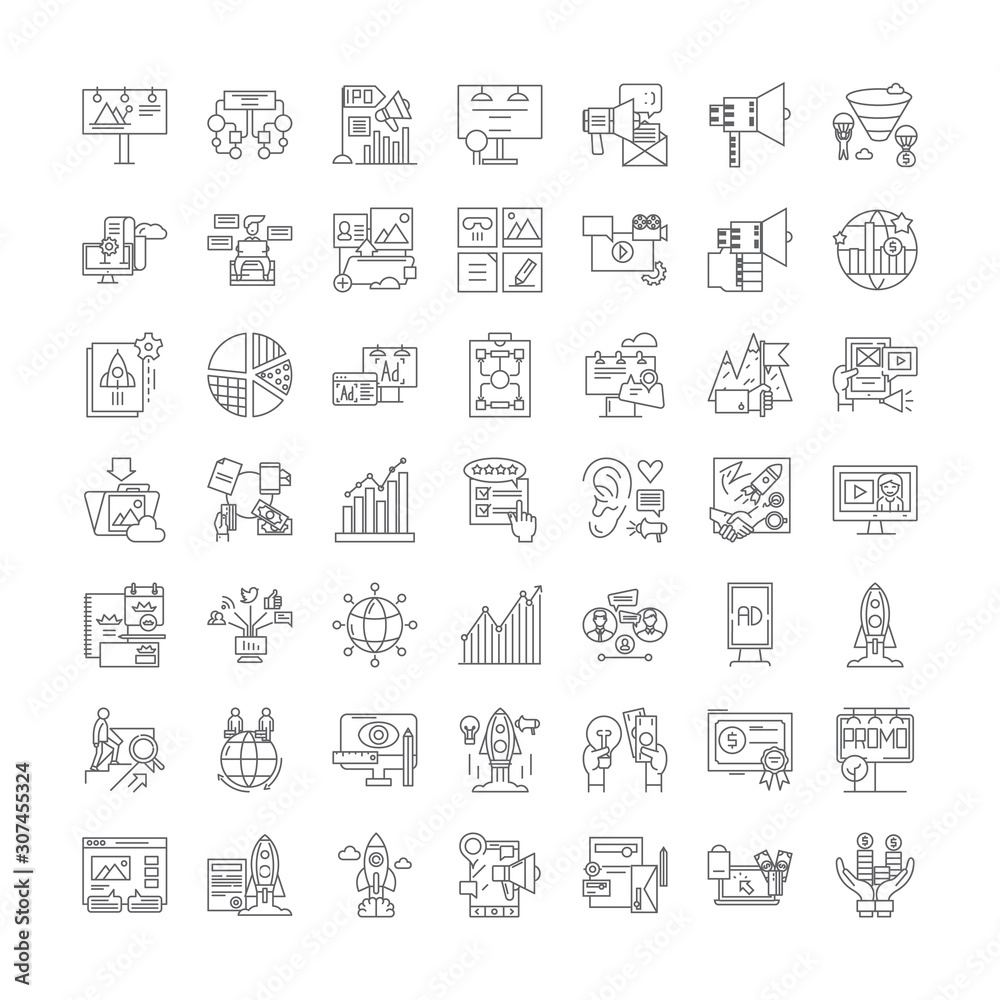 Project plan line icons, signs, symbols vector, linear illustration set ...