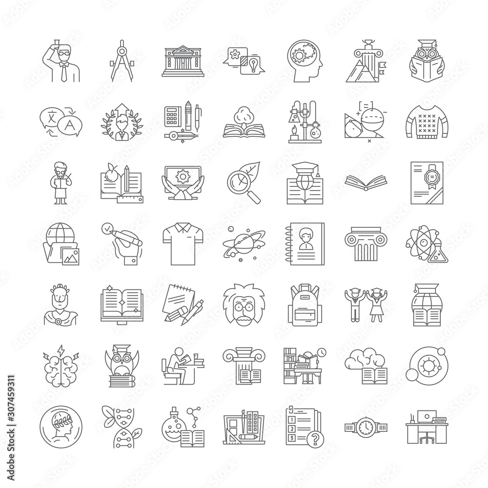 Students campus line icons, signs, symbols vector, linear illustration ...