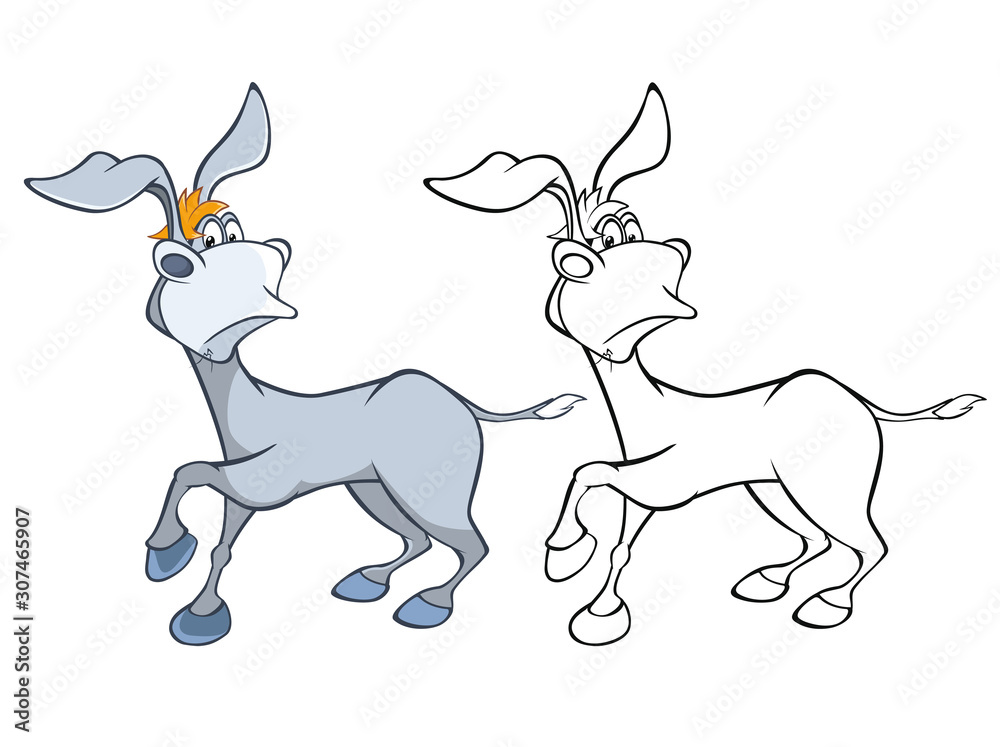 Illustration of a Cute Cartoon Character Burro for you Design and ...