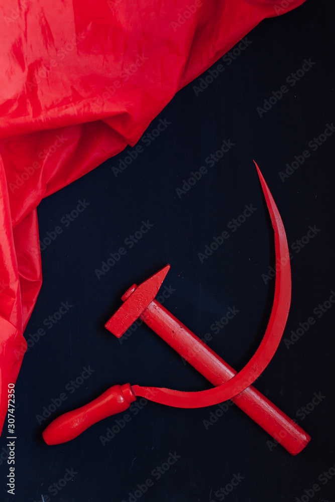 red sickle and hammer symbol of communism in the Soviet Union history ...